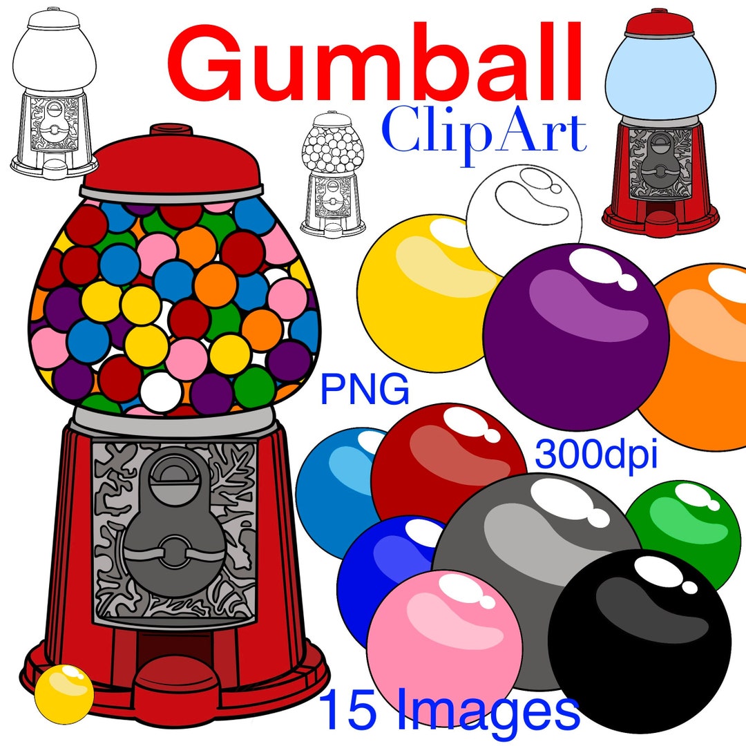 Gumballs, Gumball Clipart, Gumball Machine, Digital Download, Printable ...