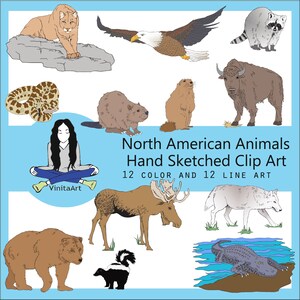 North American Animals,clip Art, Digital Stamps,moose,grizzly Bear ...