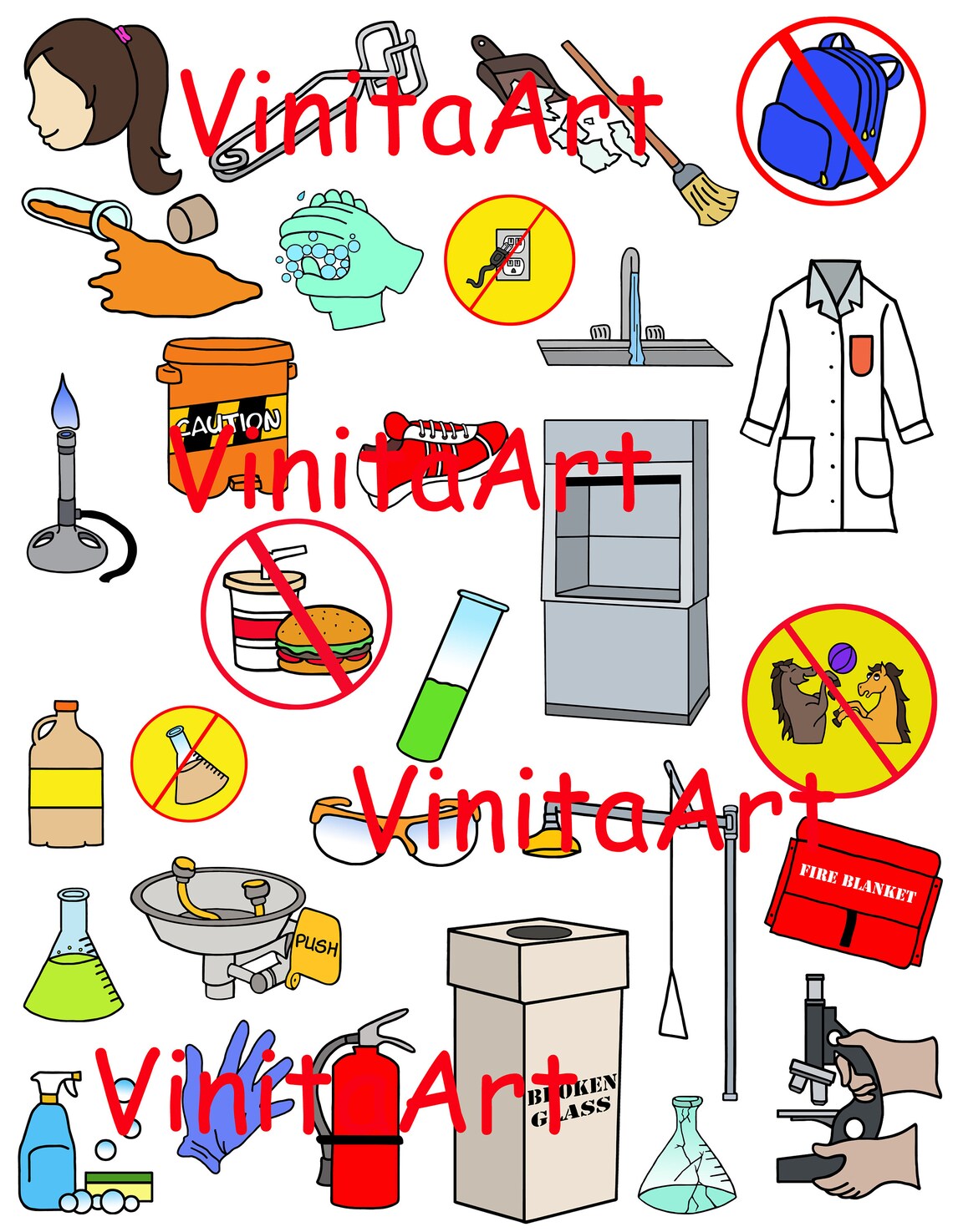 Digital Lab Safety Clip Art Safety Posters Science Lag - Etsy