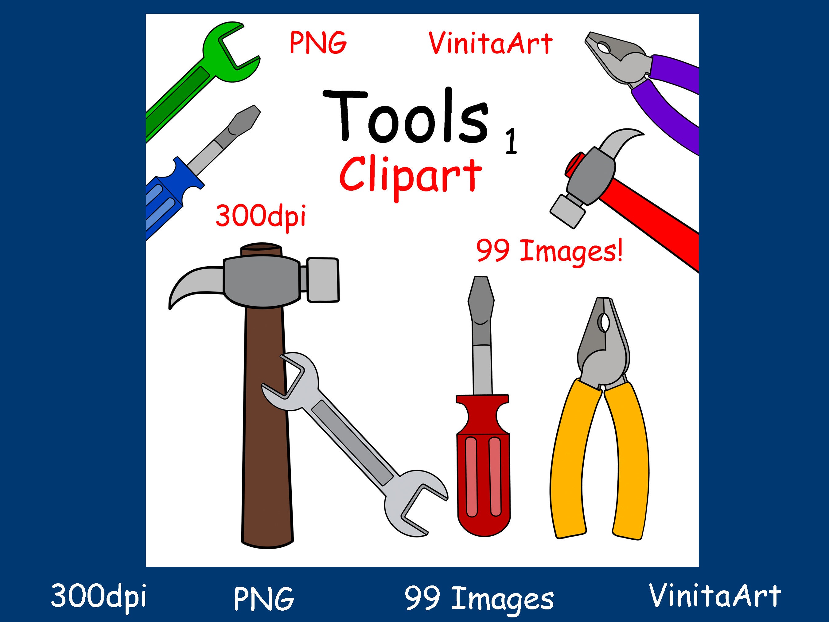 Tools Clipart Digital Download Printable Hammer Wrench - Etsy Canada