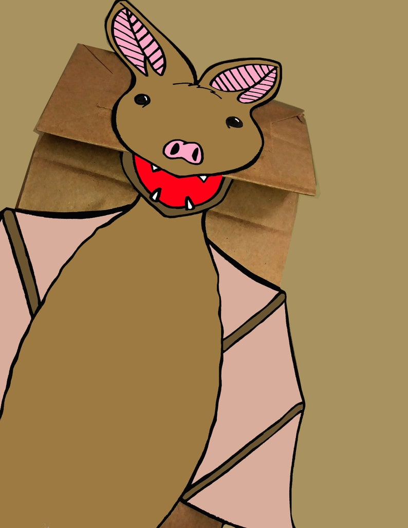 Printable Bat Puppet Paper Bag Puppet Digital Download - Etsy