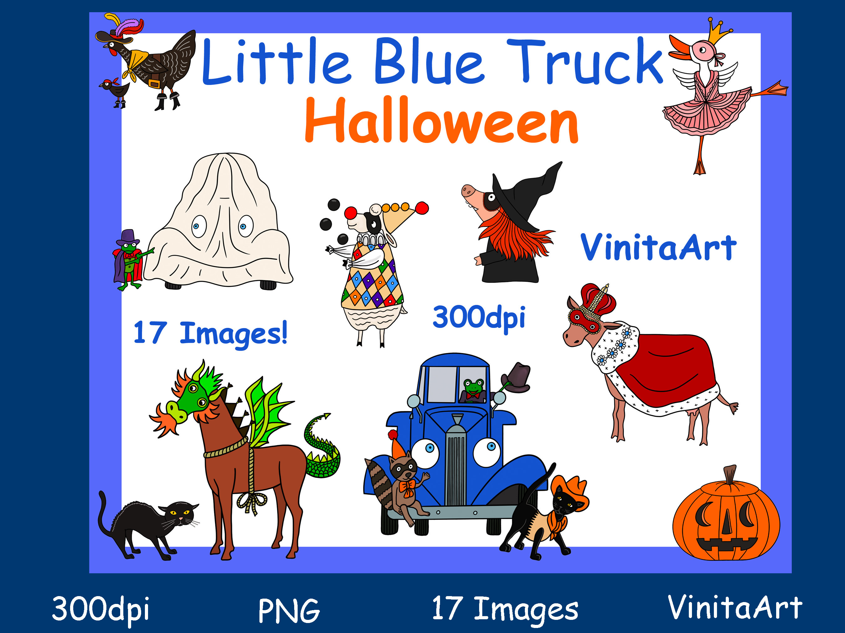 Little Blue Truck Halloween Storybook Clipart Printable - Etsy