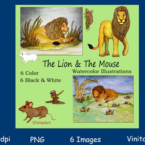 Aesops Fables Clip Art Watercolor Digital Stamps Fables - Etsy