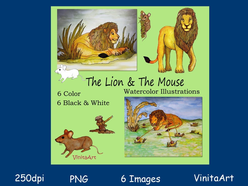 Aesops Fables Clip Art Watercolor Digital Stamps Fables | Etsy