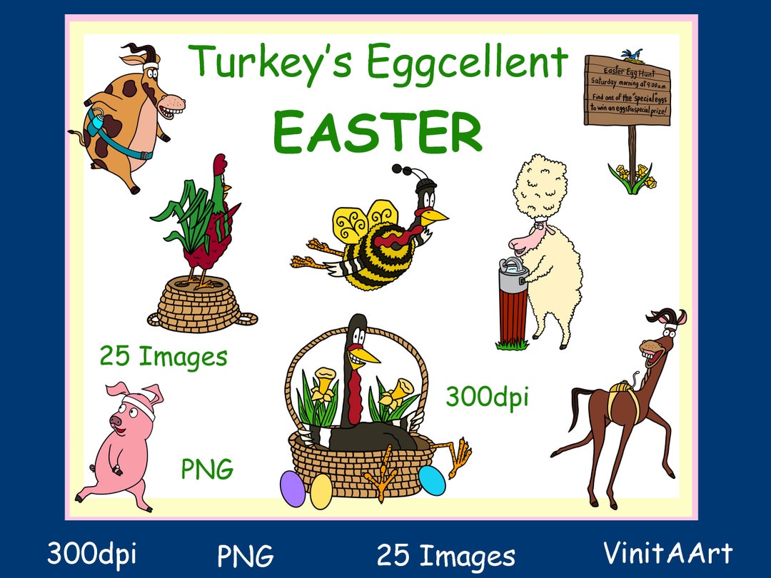 Turkey's Eggcellent Easter, Storybook Clipart, Turkey Books, Digital ...