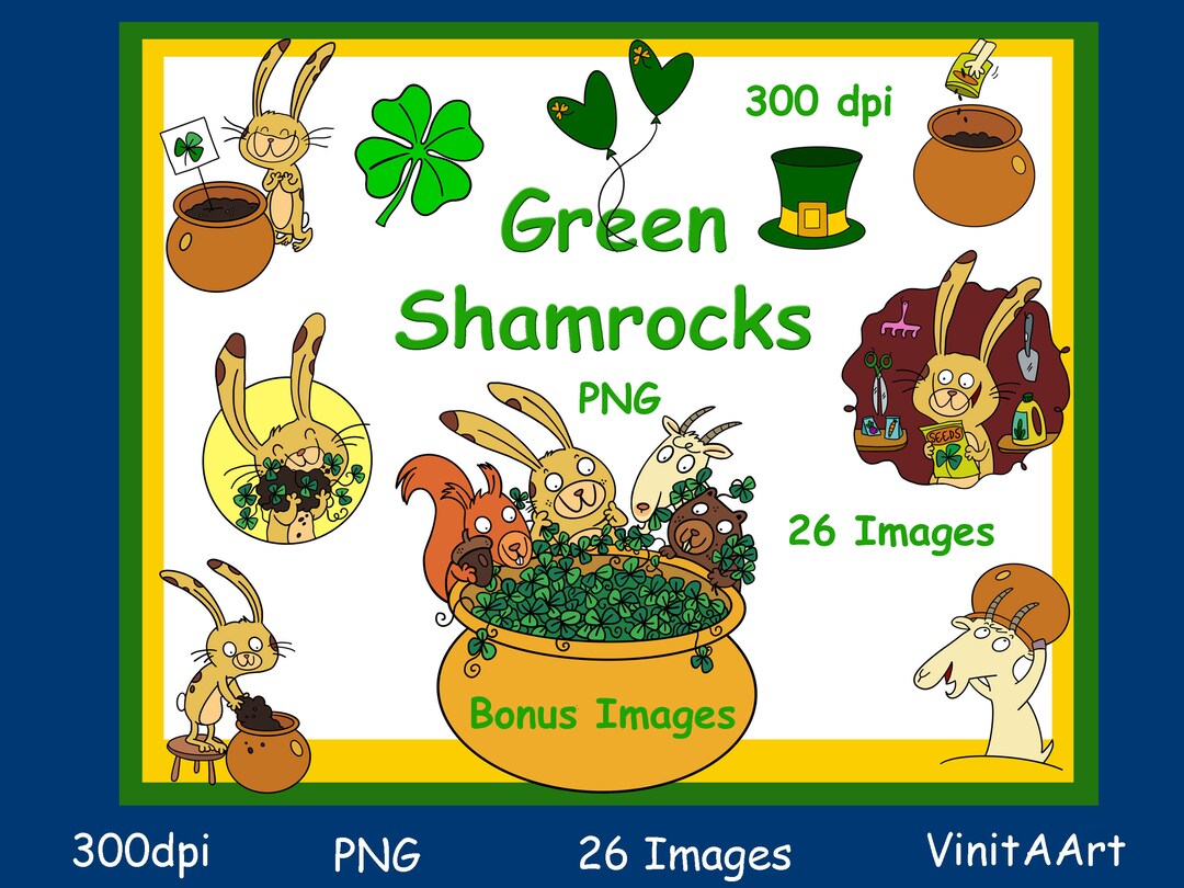 Green Shamrocks Storybook Clipart, Saint Patrick's Day, Shamrocks St ...