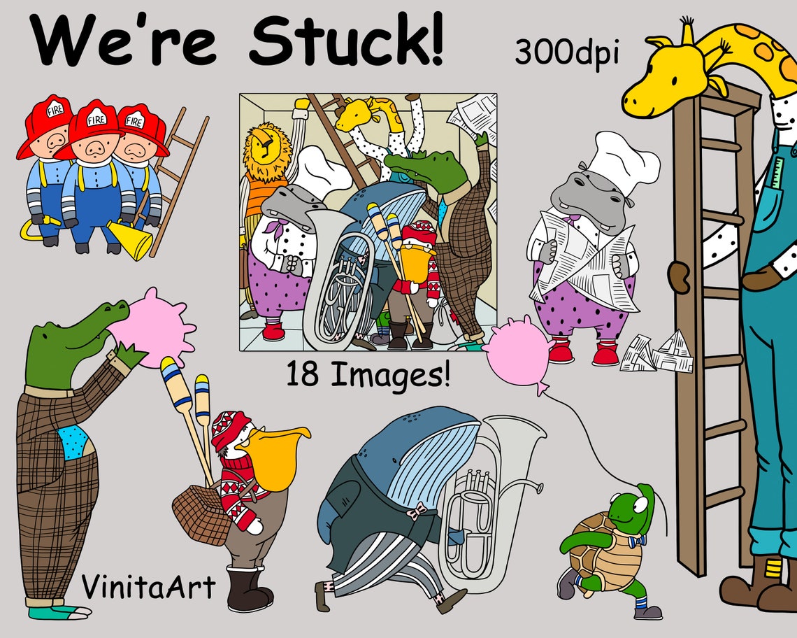 We're Stuck Storybook clipart Digital Download | Etsy