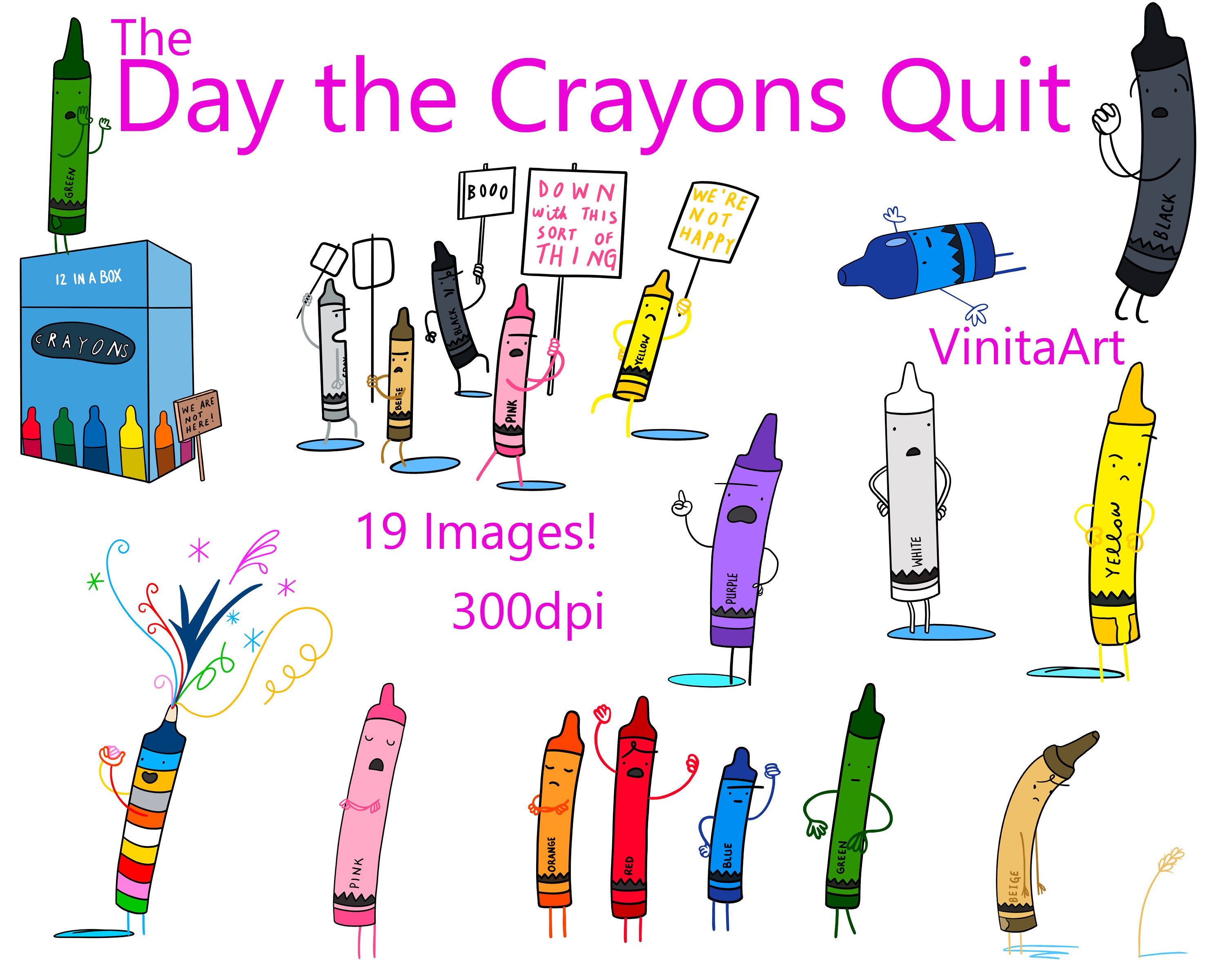 The Day the Crayons Quit storybook clipart digital download | Etsy
