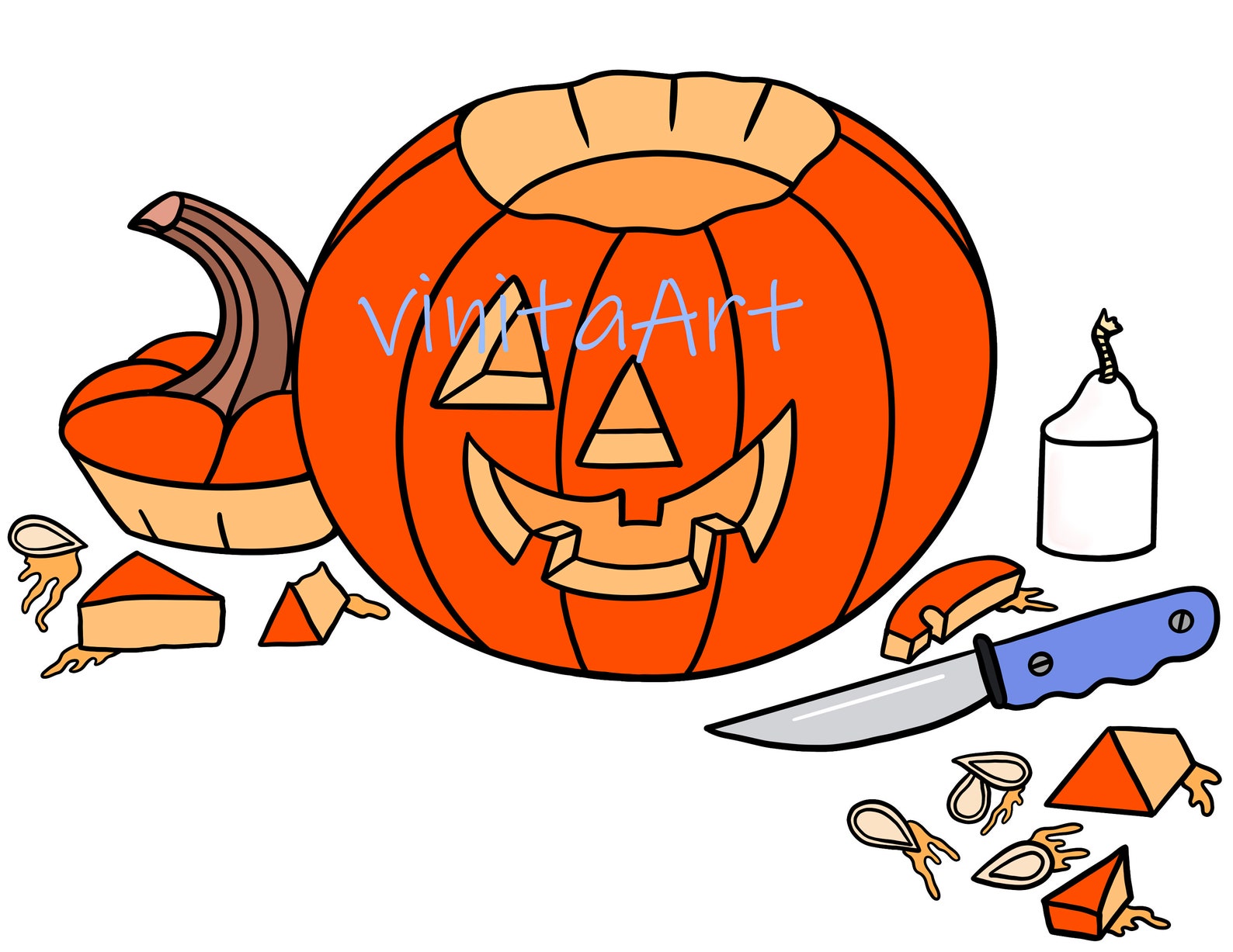 Apples and Pumpkins Storybook Clipart Printable Coloring - Etsy