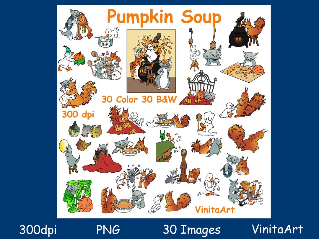 Pumpkin Soup Storybook Clip Art Sequenced Images Digital - Etsy