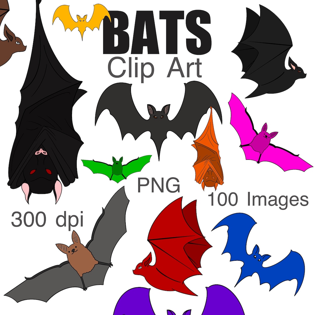 Bats, Bat Clipart, Digital Download Printable Commercial Use, 100 ...