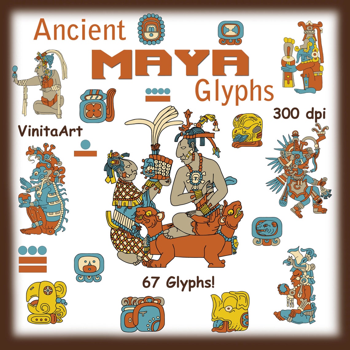 Antichi glifi Maya pittogrammi clip art della civiltà Maya - Etsy Italia