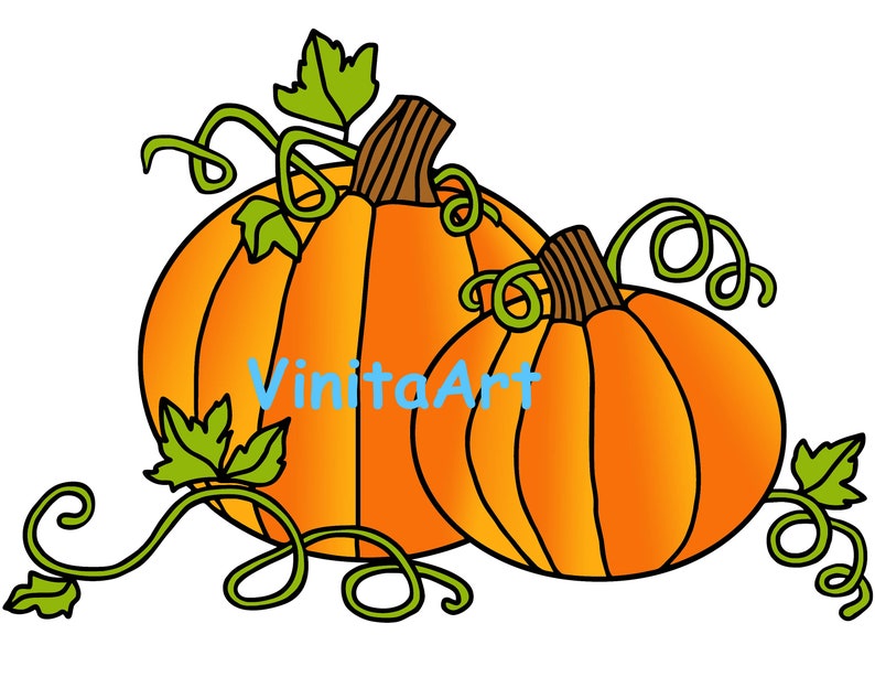 Pumpkin Clip Art Printables Digital Stamps Fall Autumn - Etsy