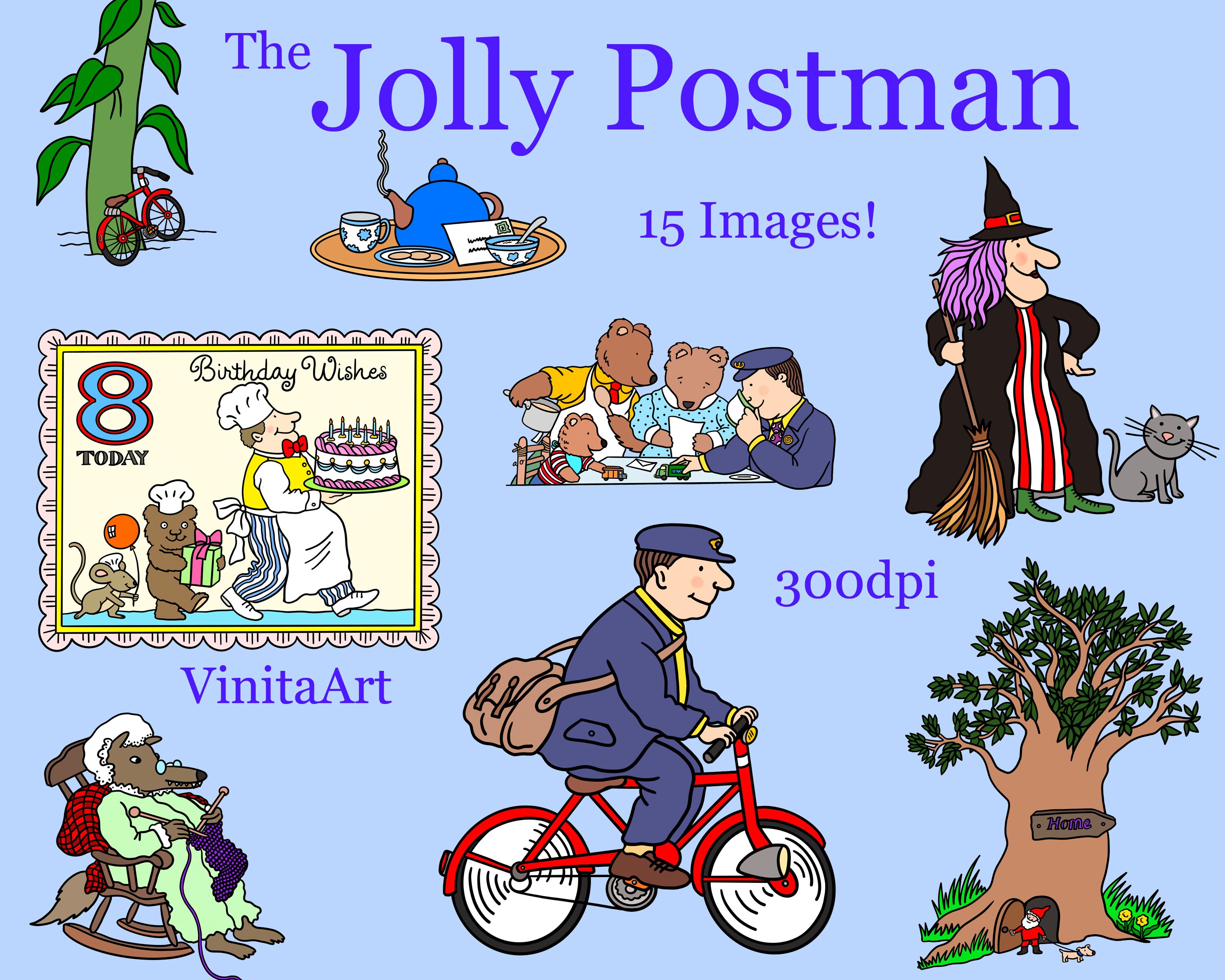 The Jolly Postman storybook clipart digital download | Etsy