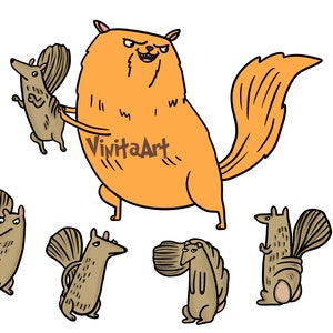 Those Darn Squirrels and the Cat Next Door, Storybook Clipart ...