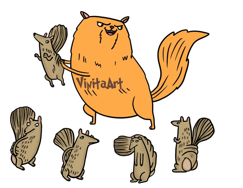 Those Darn Squirrels and the Cat Next Door Storybook Clipart - Etsy