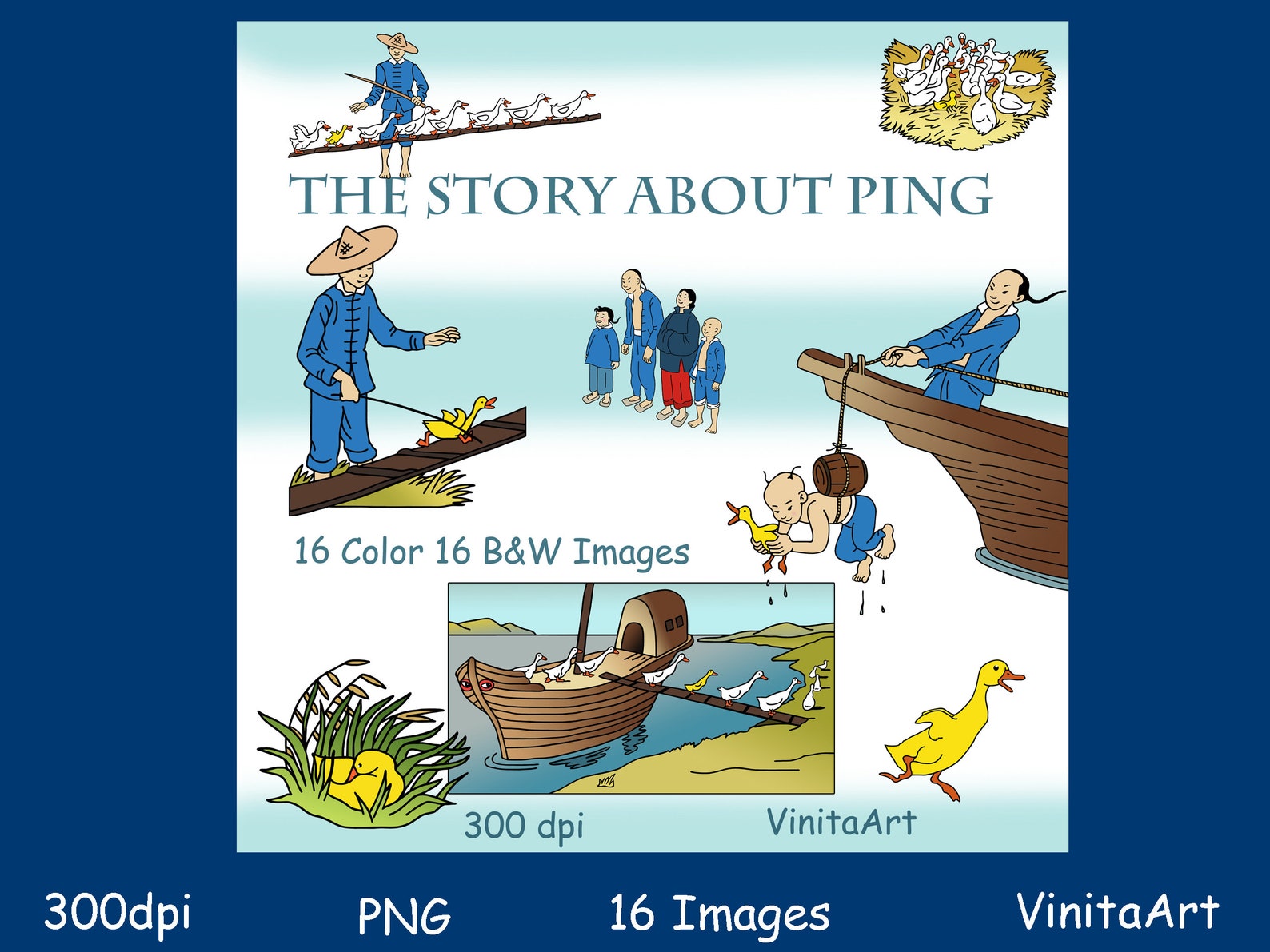 The Story About Ping Printable Storybook Clipart Asian | Etsy