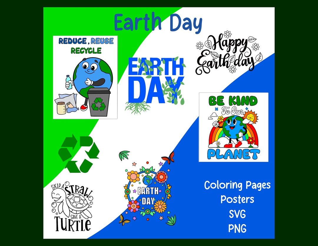 Earth Day, Save the Planet, Recycle, Coloring Pages, SVG, Png, Cut ...