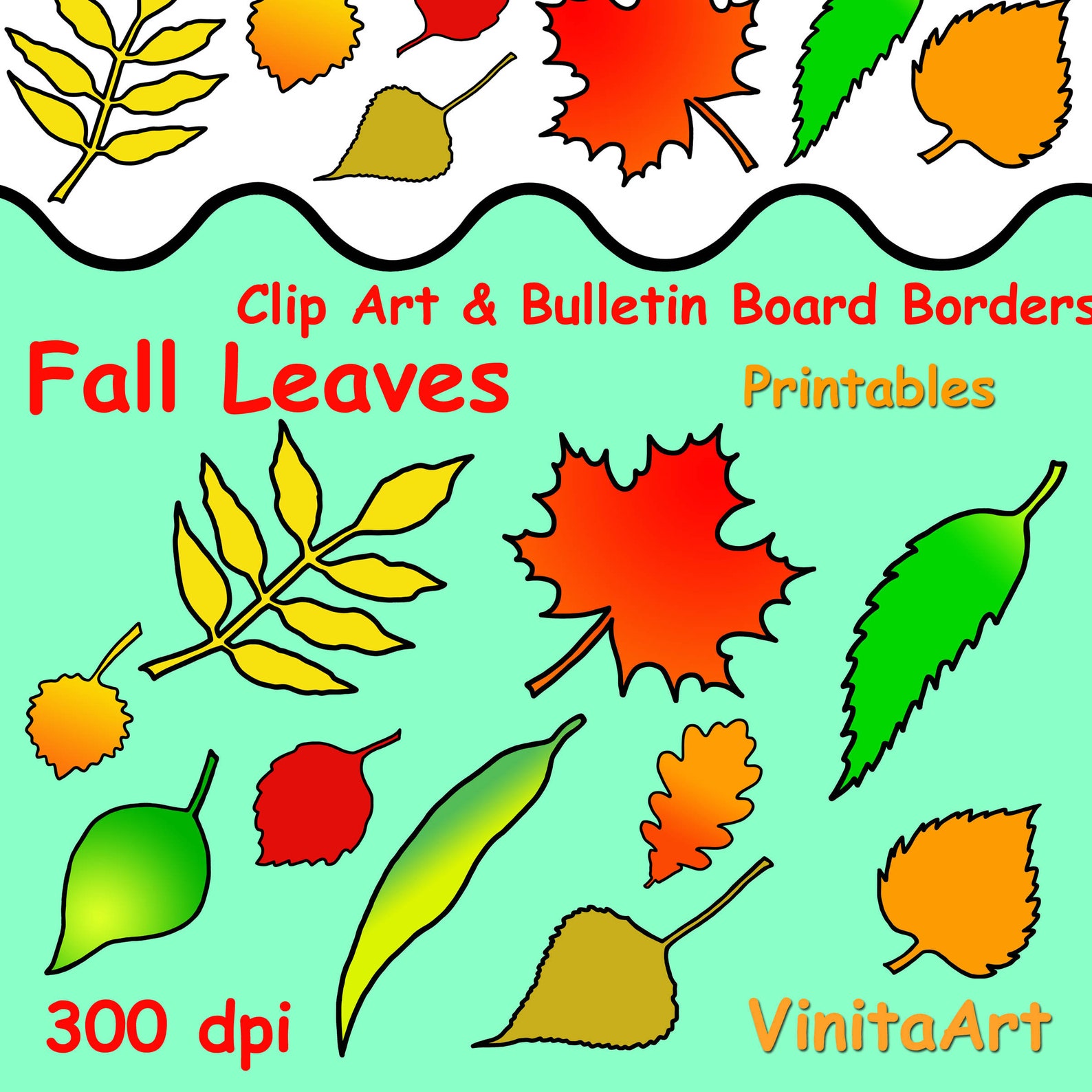 Fall Leaves Clip Art Classroom Decor & Bulletin Board - Etsy