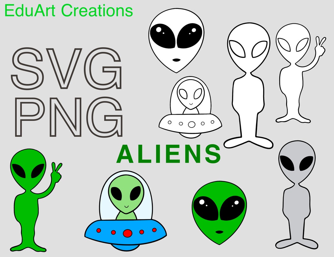 Alien Svg Bundle, Ufo Svg for Cricut, Alien Vector, Alien Head Svg ...