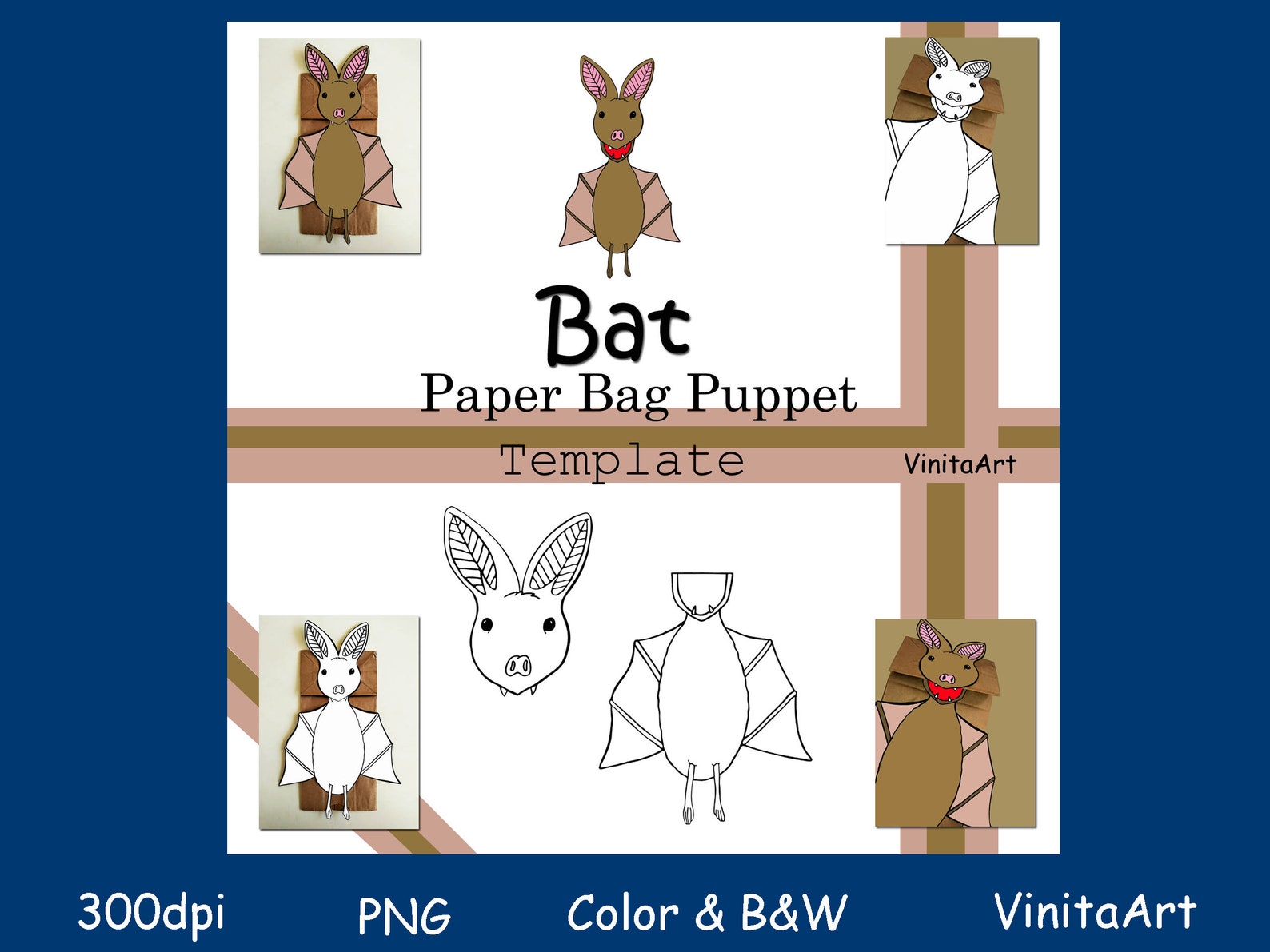 Printable Bat Puppet Paper Bag Puppet Digital Download - Etsy