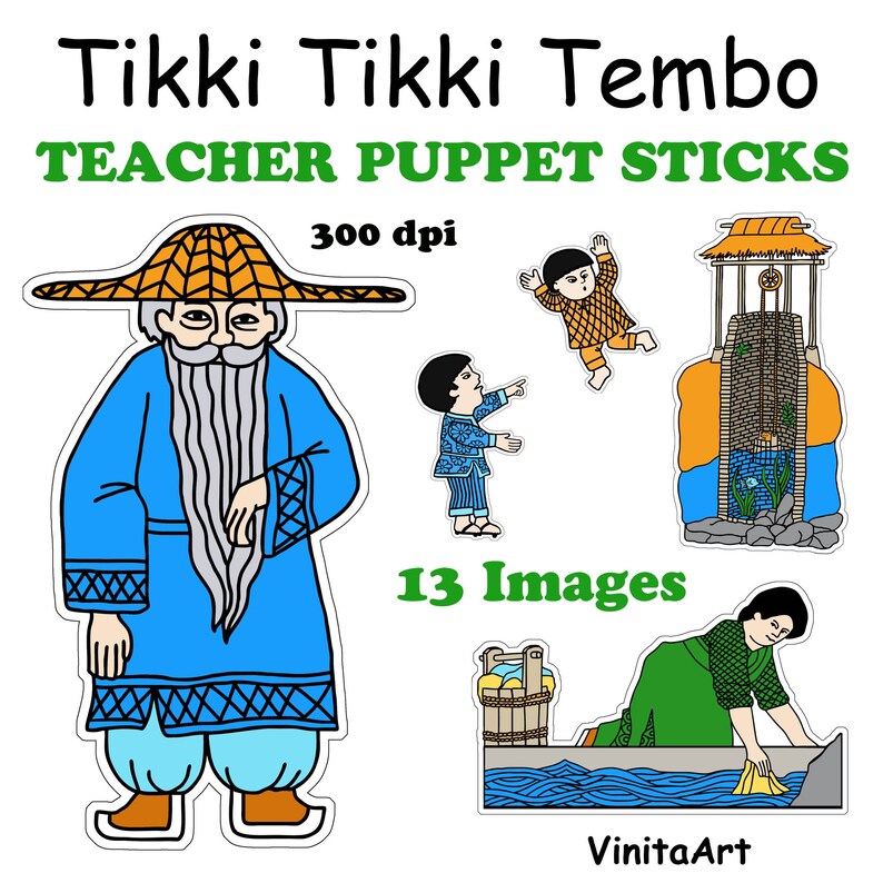 Tikki Tikki Tembo Teacher Puppet Stick Templates - Etsy