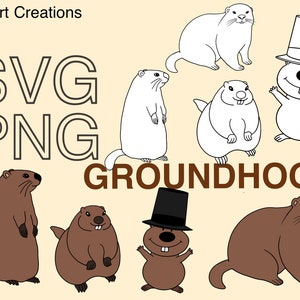 Groundhog SVG Bundle, PNG, Woodchuck Clipart, Hand Drawn Groundhog ...