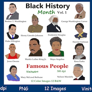 Black History Month,digital Stamps, MLK, Rosa Parks, Harriet Tubman ...