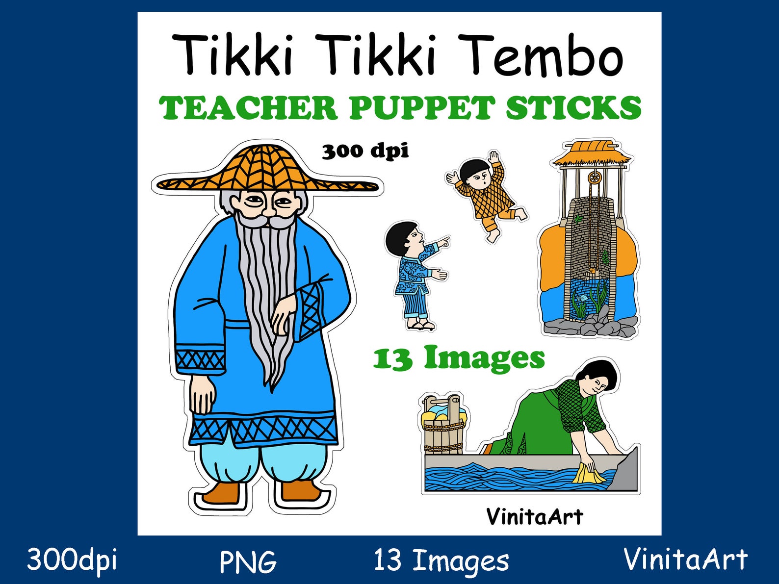 Tikki Tikki Tembo Teacher Puppet Stick Templates - Etsy