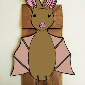 Printable Bat Puppet Paper Bag Puppet Digital Download - Etsy