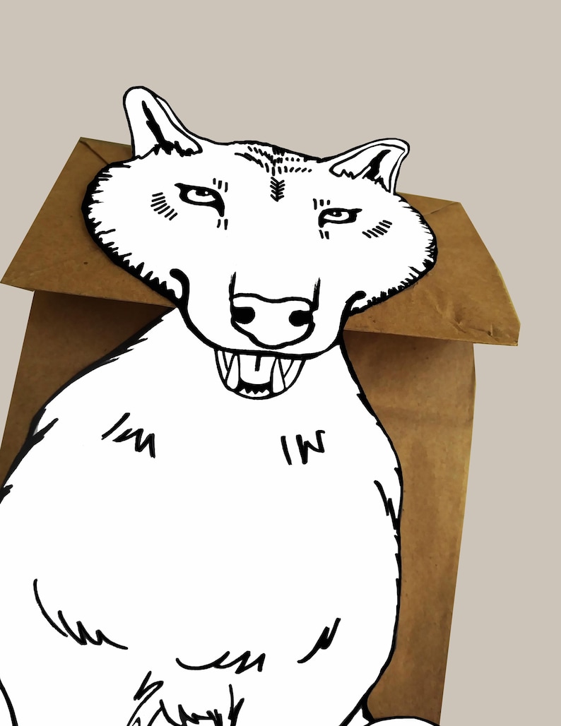 Wolf Paper Bag Puppet Puppet Template Wolf Paper Bag - Etsy Australia