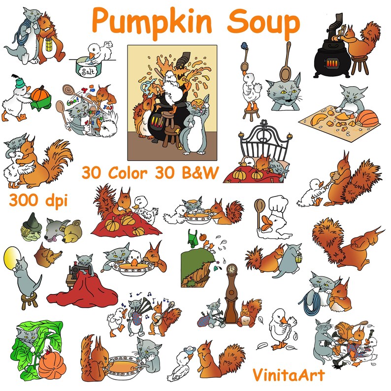 Pumpkin Soup Storybook Clip Art Sequenced Images Digital - Etsy