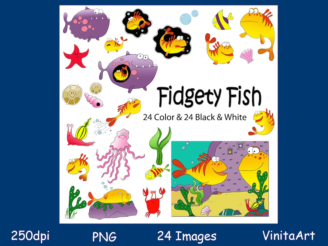 Fidgety Fish Clip Art Story Book Illustrations Printable - Etsy Australia