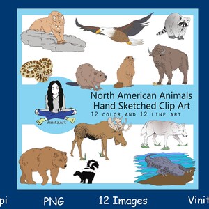 North American Animals,clip Art, Digital Stamps,moose,grizzly Bear ...