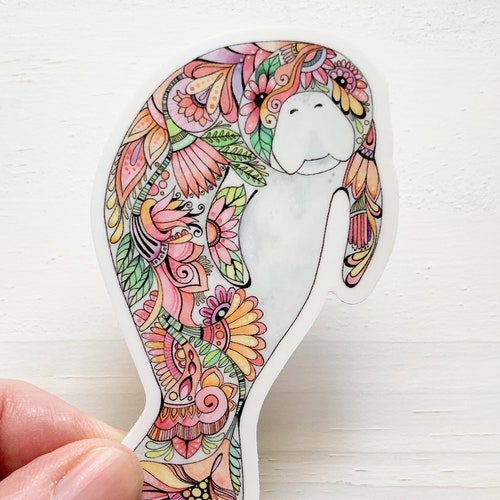 Manatee Vinyl Sticker Manatee Decal Laptop Decal Phone - Etsy