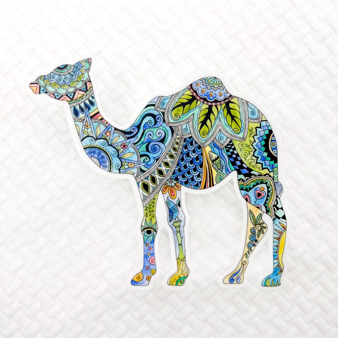 Camel Vinyl Sticker, Camel Decal, Zentangle Camel, Laptop Decal, Camel ...