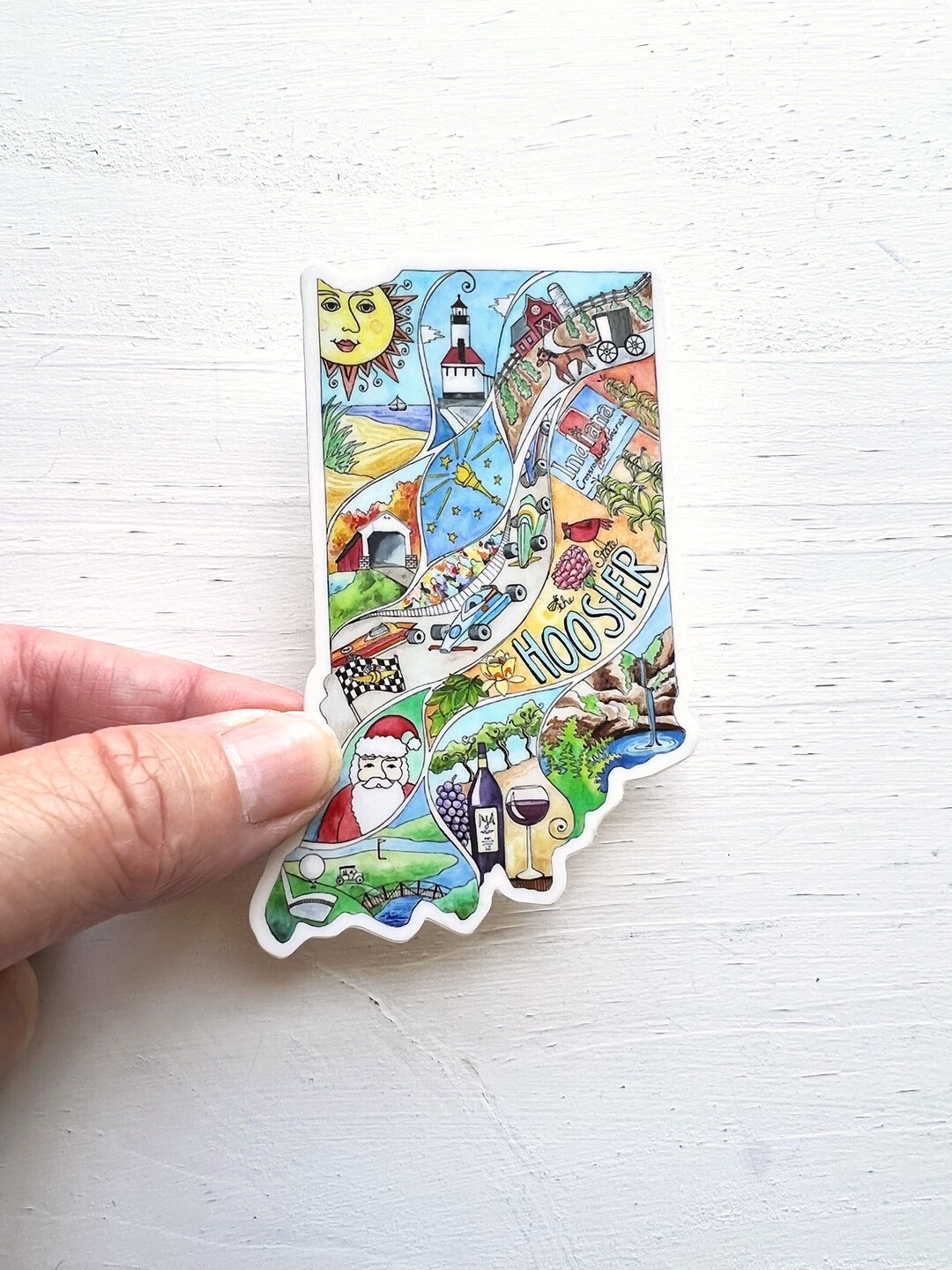 Indiana Vinyl Sticker, Indiana Decal, Laptop Decal, Indiana Map, Water ...