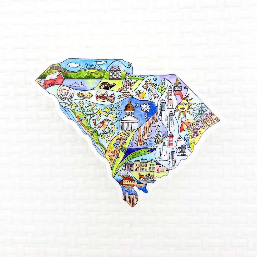 South Carolina Vinyl Sticker, South Carolina Decal, Laptop Decal, Phone ...