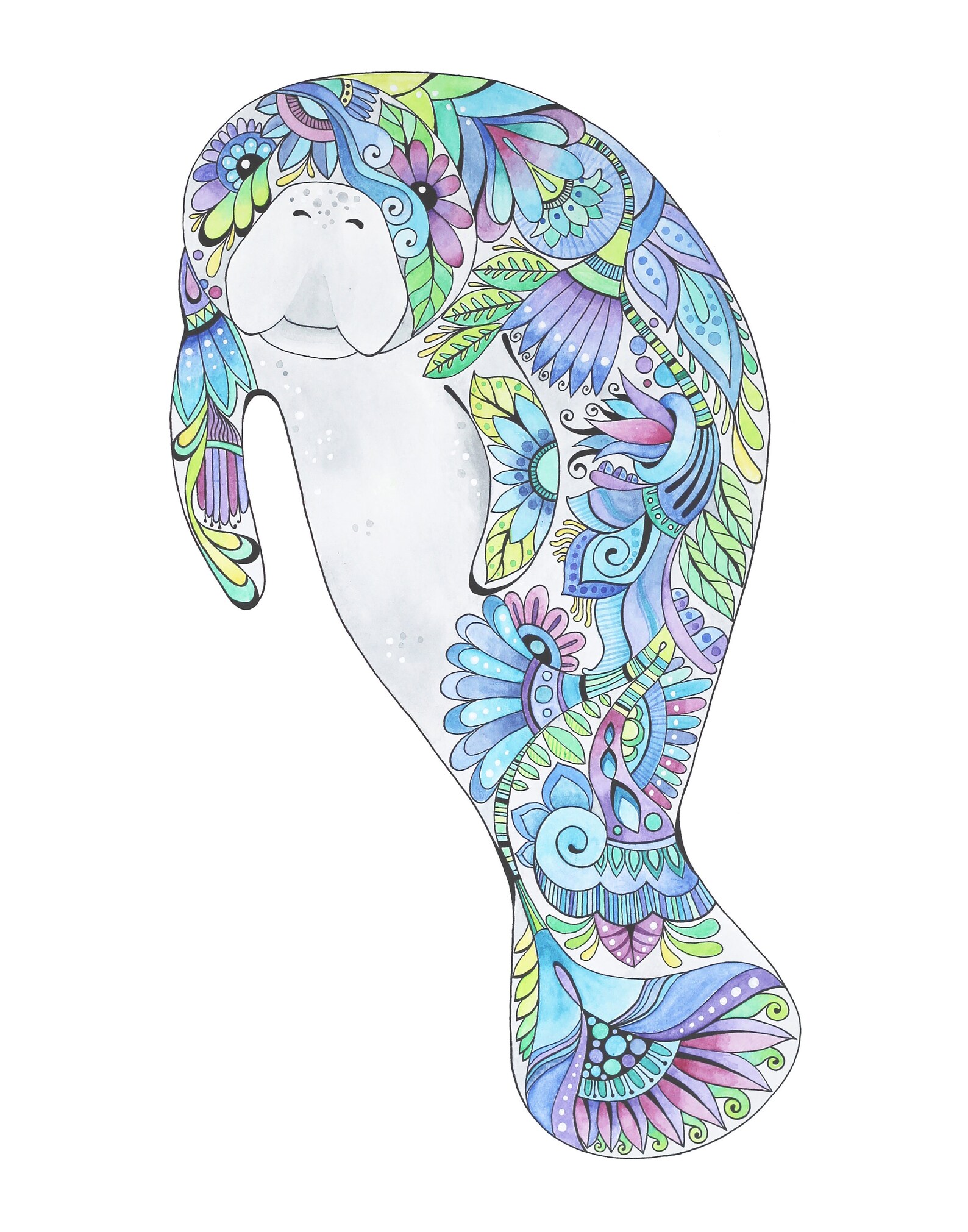 Manatee Watercolor Painting Print, Coastal Home Decor - Etsy