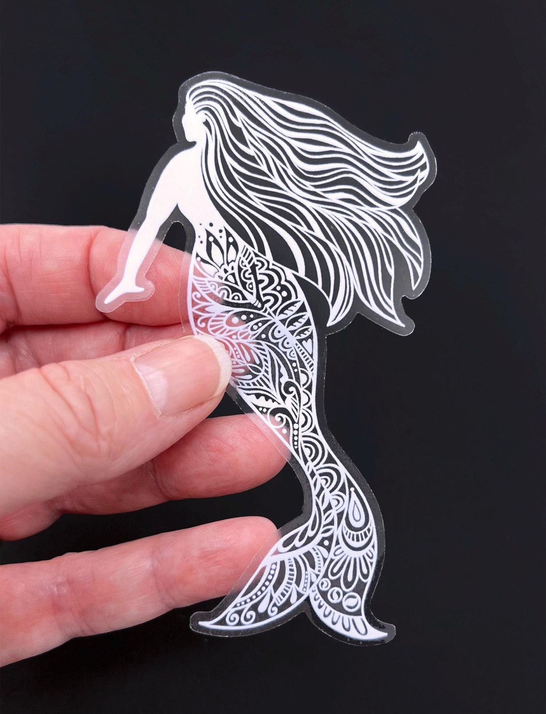Clear Mermaid Sticker, Mermaid Decal, Laptop Decal, Water Bottle ...