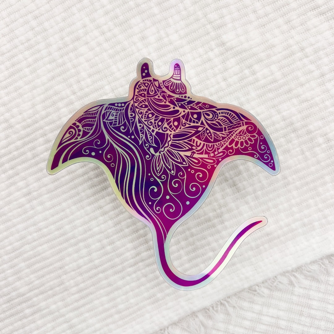 Holographic Sticker, Manta Ray, Ray, Psychedelic, Trippy Vinyl Sticker ...
