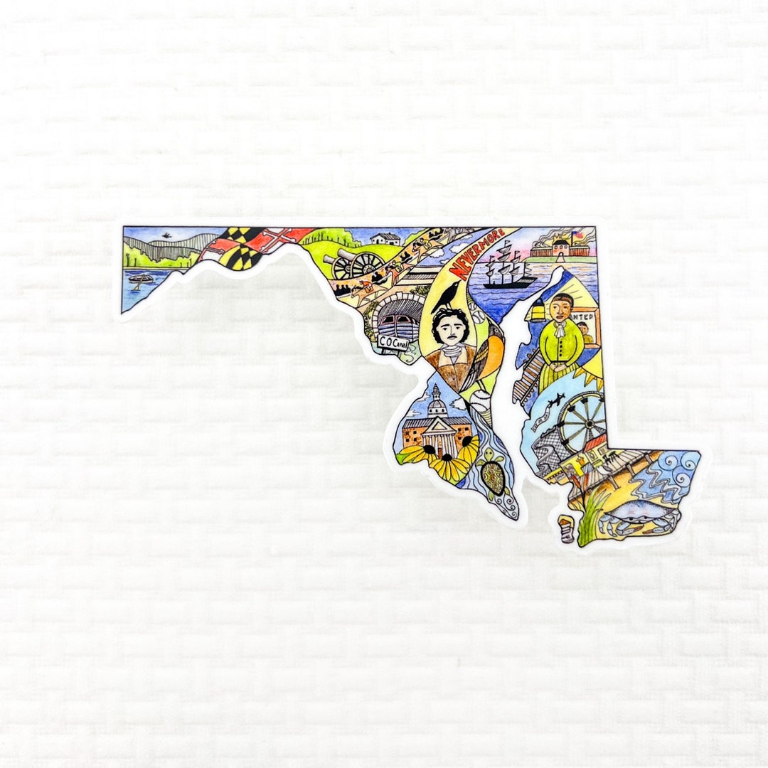 Maryland Vinyl Sticker, Maryland Decal, Laptop Decal, Phone Decal ...