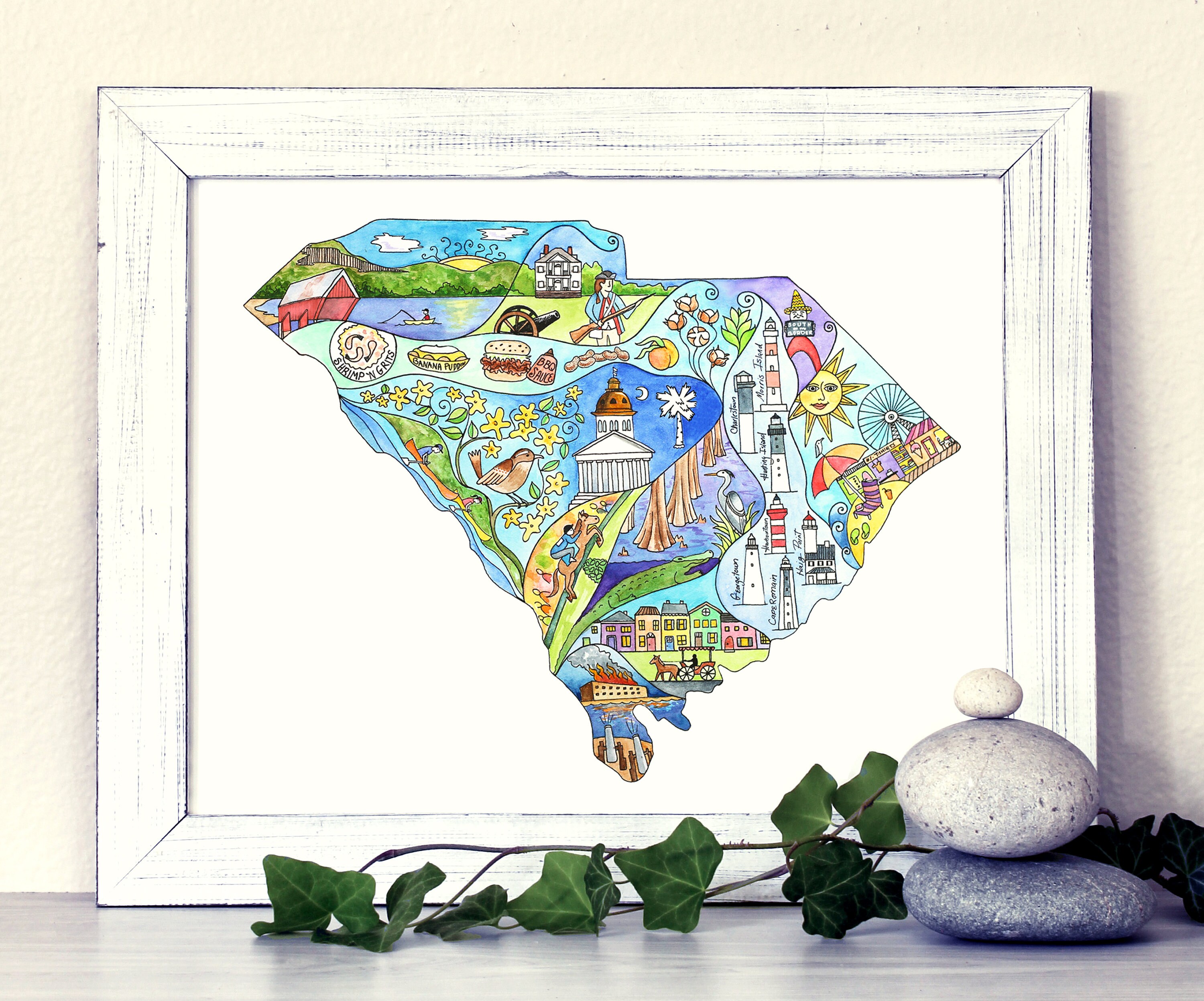 South Carolina Map Art Print South Carolina Map State Maps - Etsy