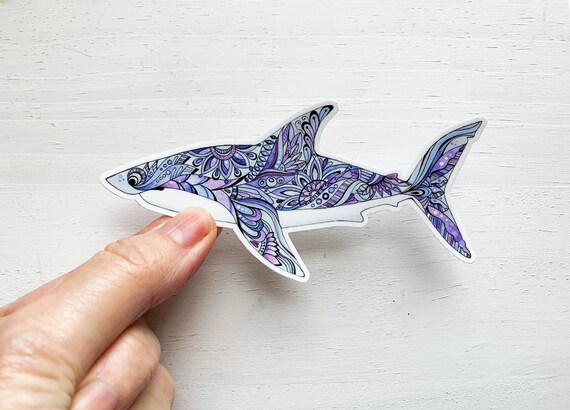 Shark Vinyl Sticker Great White Shark Decal Waterproof | Etsy
