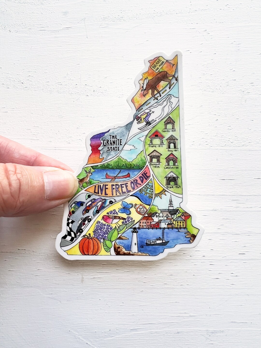 New Hampshire Vinyl Sticker Laptop Decal New Hampshire Map - Etsy