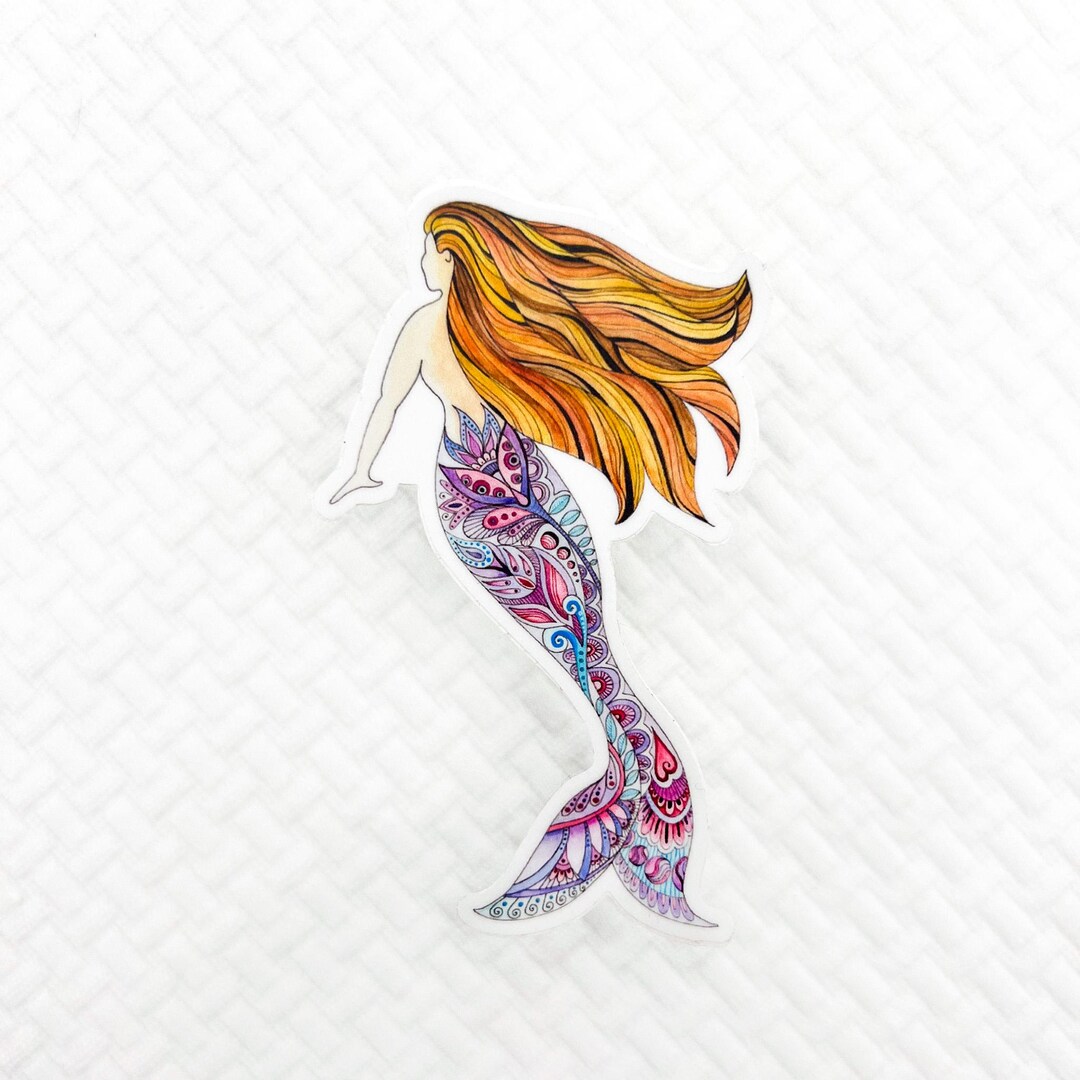 Mermaid Vinyl Sticker, Waterproof Water Bottle and Laptop Decal - Etsy