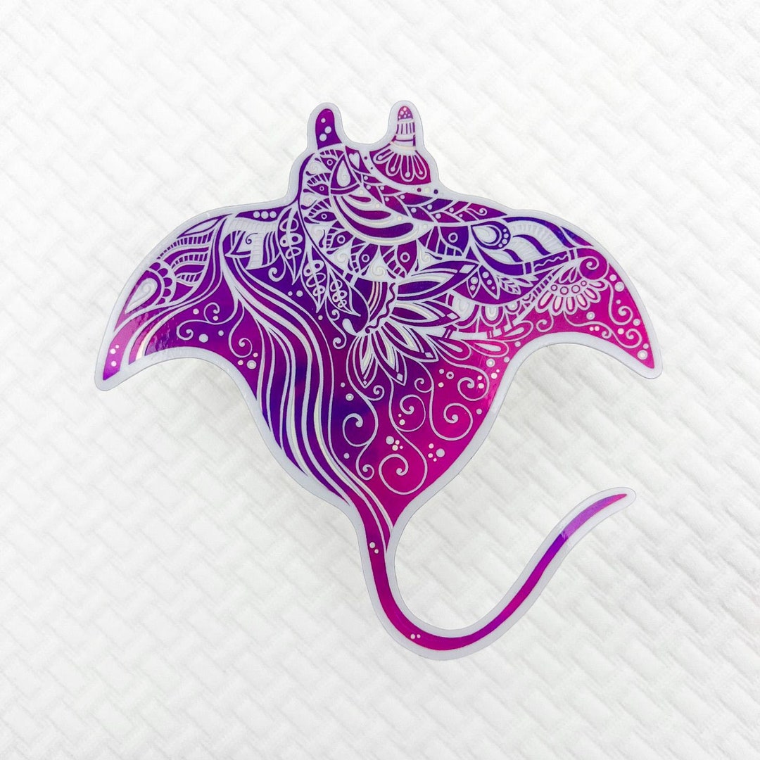 Holographic Sticker, Manta Ray, Ray, Psychedelic, Trippy Vinyl Sticker ...