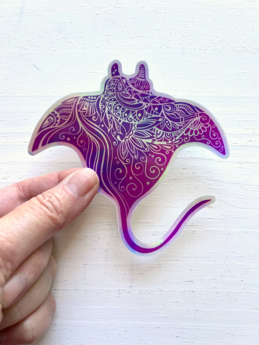 Holographic Sticker Manta Ray Ray Psychedelic Trippy Vinyl - Etsy