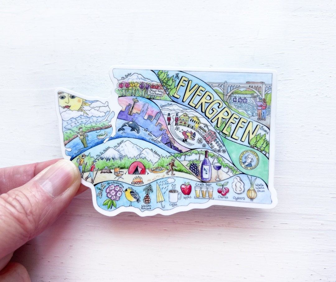 Washington Vinyl Sticker Washington Decal Laptop Decal - Etsy