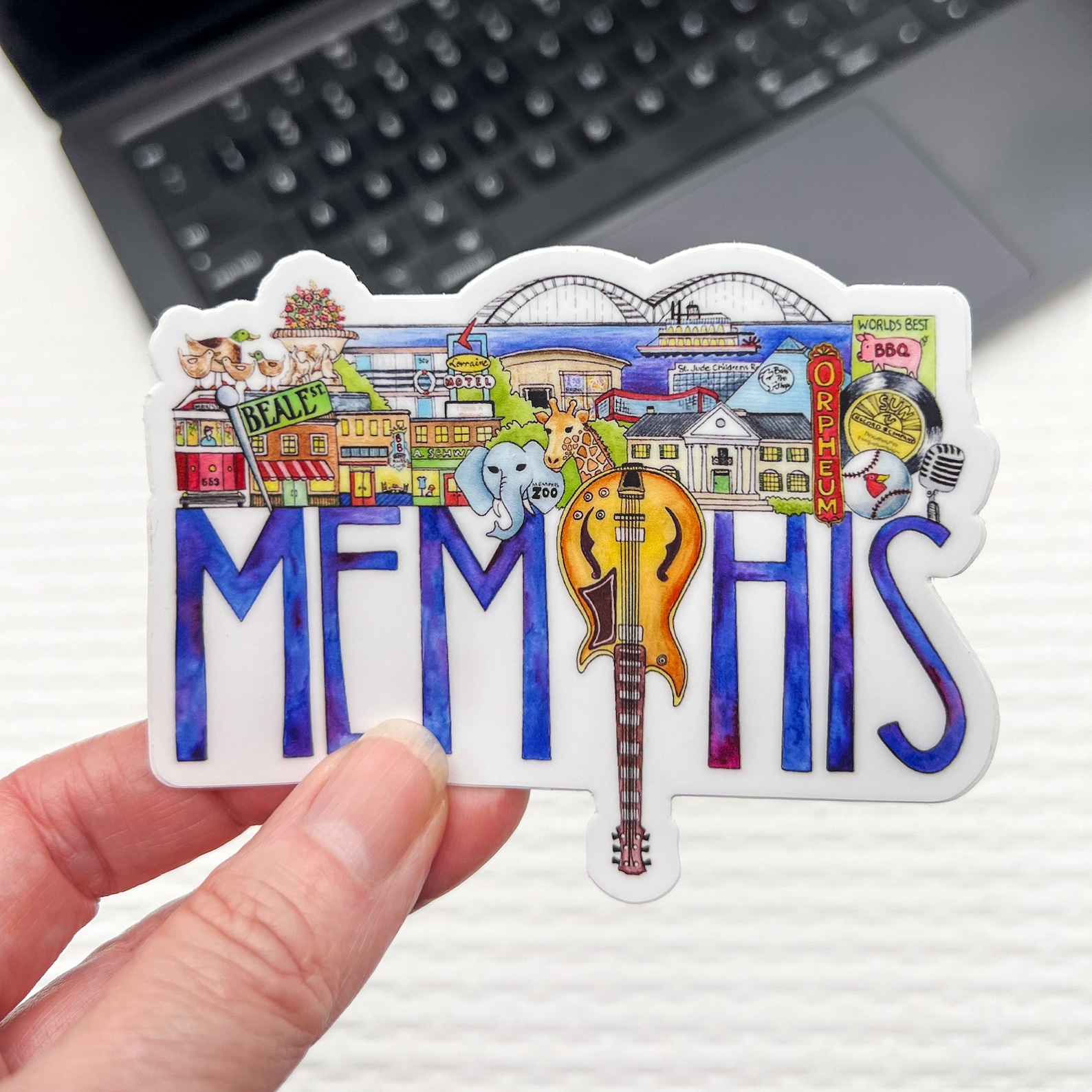 Memphis Vinyl Sticker, Memphis Decal, Laptop Decal, Phone Decal, Water ...